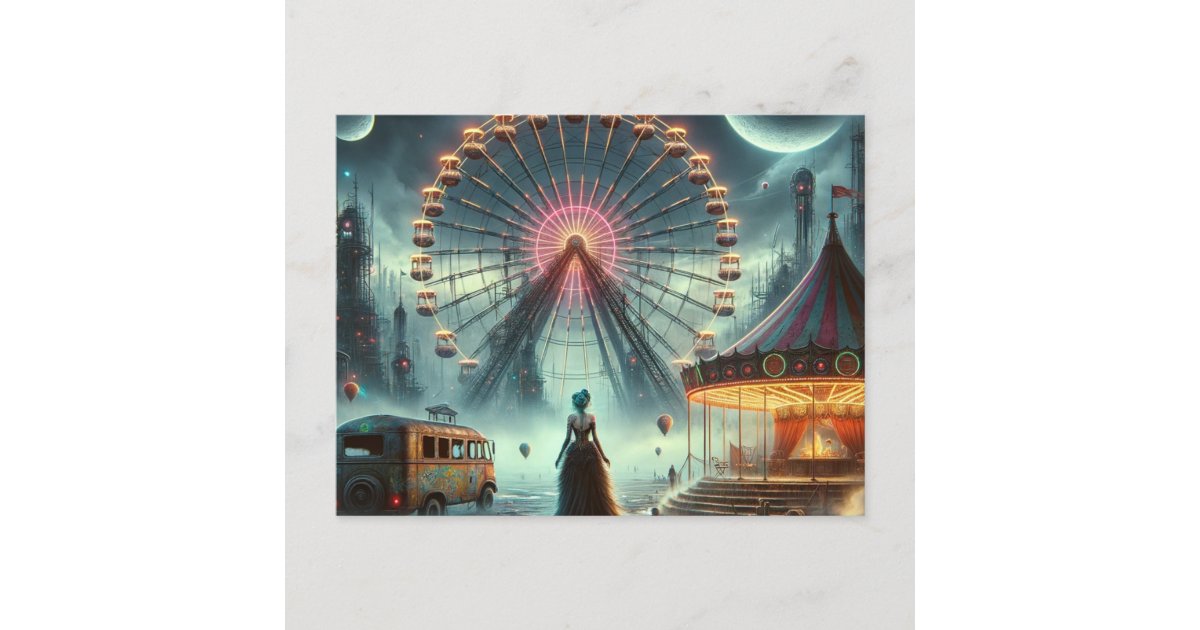 Steampunk Sci Fi Carnival Postcard | Zazzle