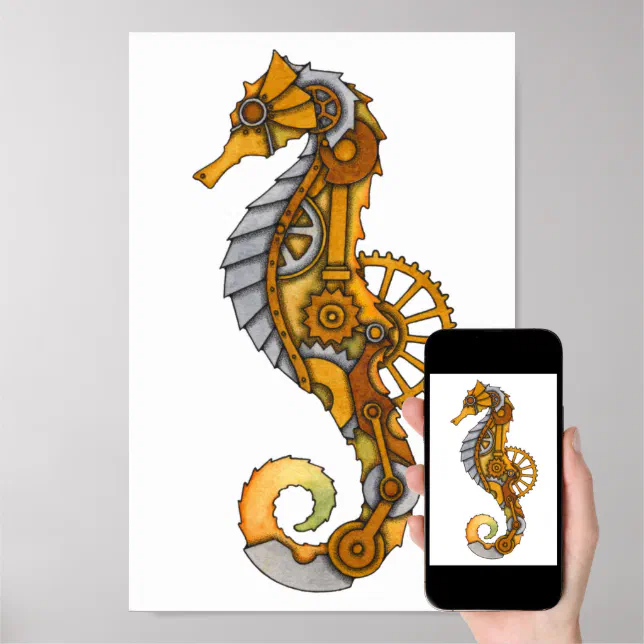 Steampunk Seahorse Poster | Zazzle