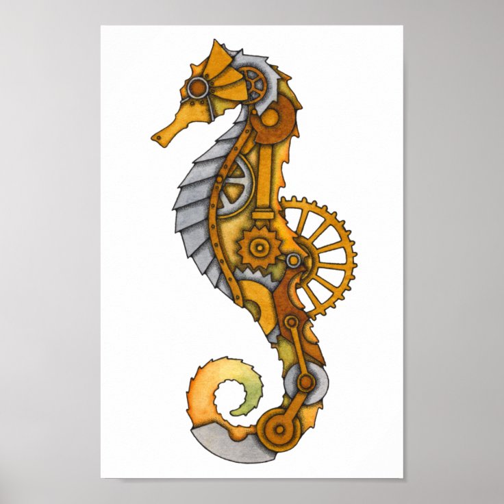 Steampunk Seahorse Poster | Zazzle