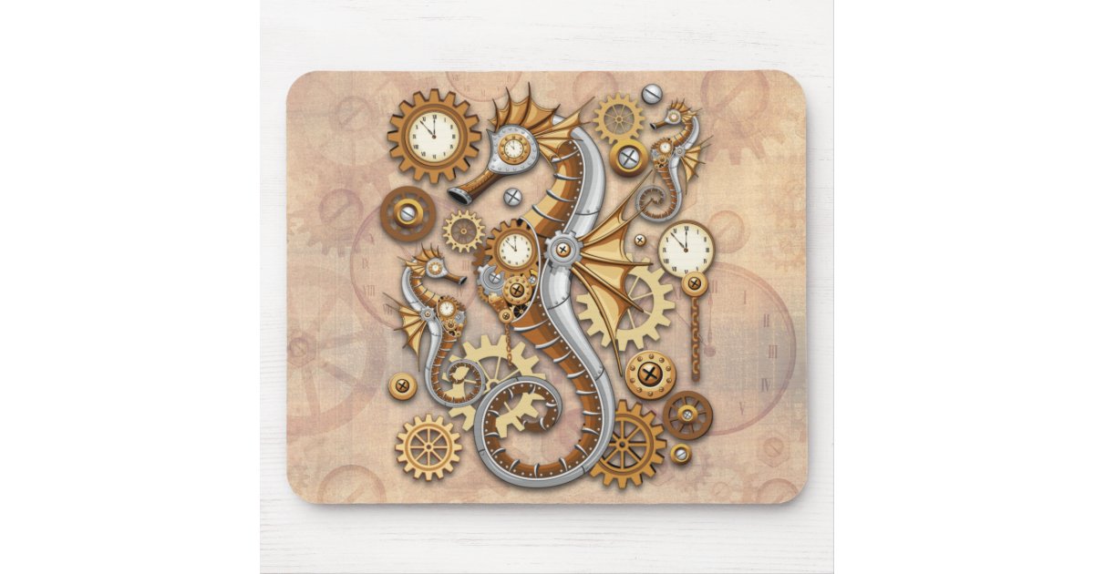 Steampunk Seahorse Vintage Surreal Art Mouse Pad | Zazzle