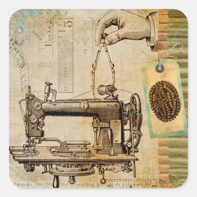 Steampunk Sewing Machine Victorian Stickers | Zazzle