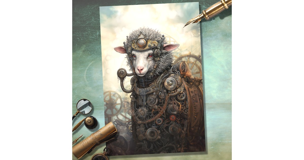 Steampunk Sheep 2 Decoupage Paper | Zazzle