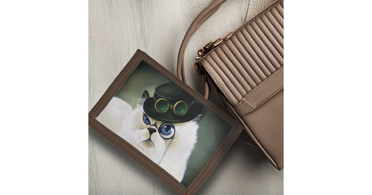 Steampunk Siamese Persian Cat Trifold Wallet | Zazzle
