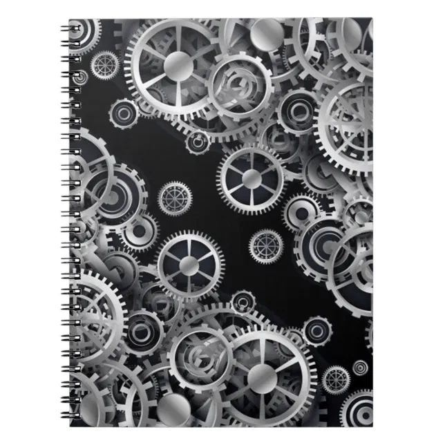 Steampunk Silver Gears Notebook | Zazzle