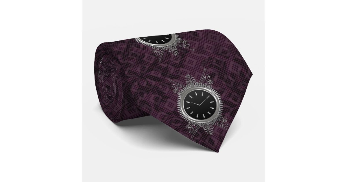 Steampunk Silver Metal Clock Tie | Zazzle