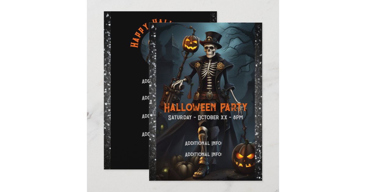 Steampunk Skeleton Invitation | Zazzle