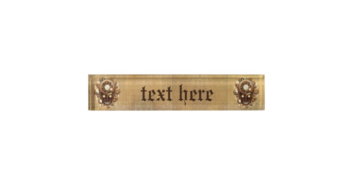 Steampunk Skull Gothic Style Desk Name Plate | Zazzle