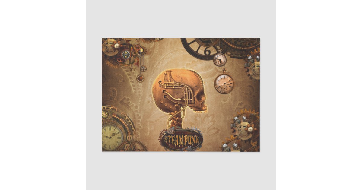 Steampunk skull tissue paper | Zazzle