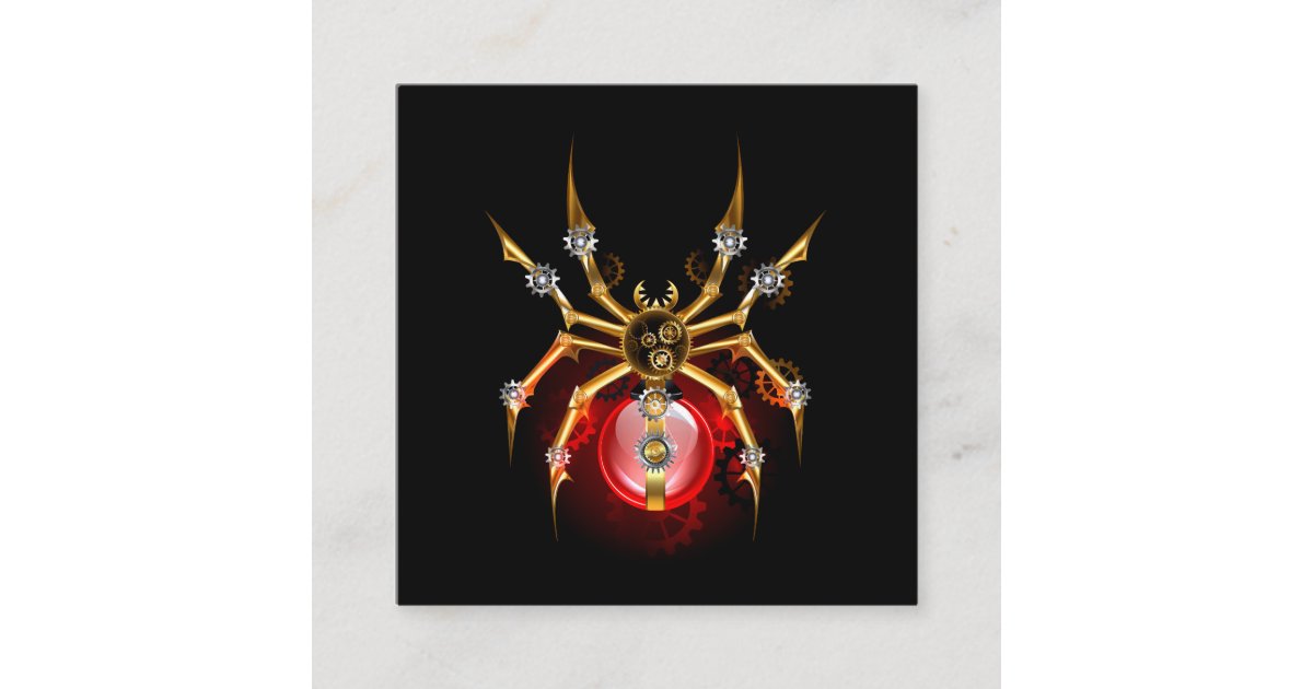 Steampunk spider on black calling card | Zazzle