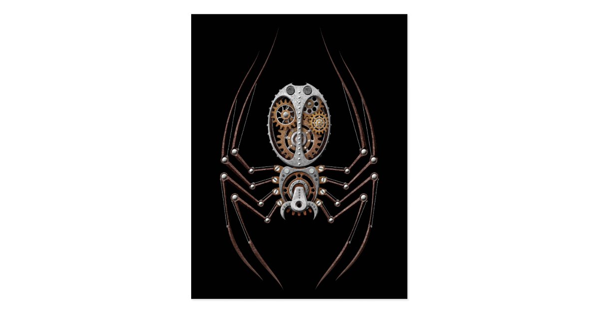 Steampunk Spider on Black Postcard | Zazzle.com