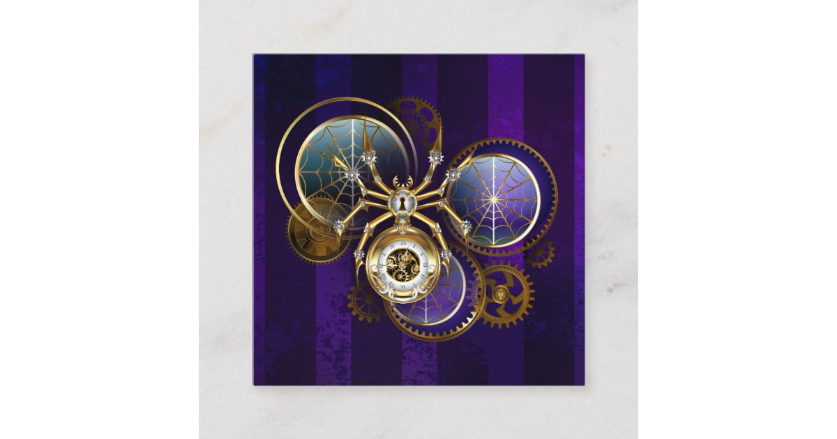 Steampunk Spider on Purple Background Calling Card | Zazzle