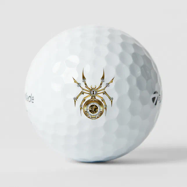 Steampunk Spider on Purple Background Golf Balls | Zazzle