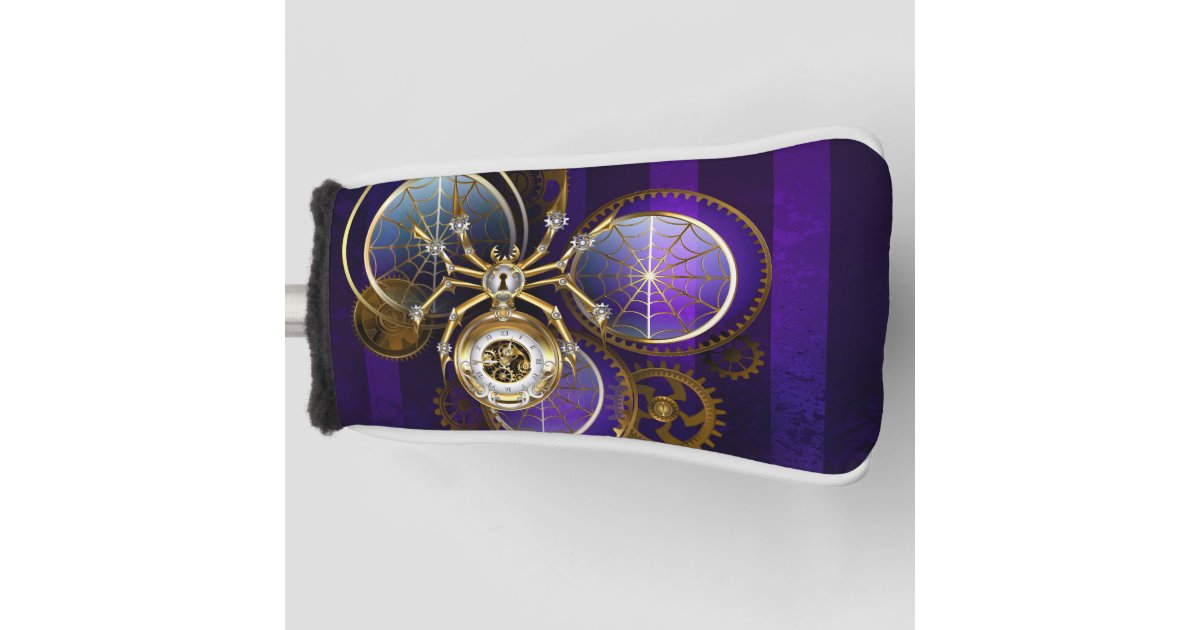 Steampunk Spider on Purple Background Golf Head Cover | Zazzle