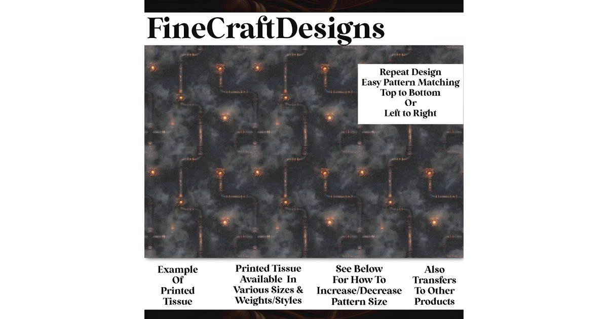 Steampunk Steam & Pipes Dark Pattern BN6 Decoupage Tissue Paper | Zazzle