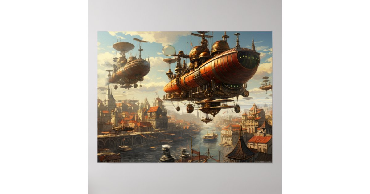 Steampunk Style: Airships and Zeppelins Poster | Zazzle