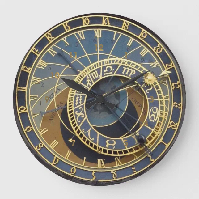 Steampunk style astronimical prague large clock | Zazzle