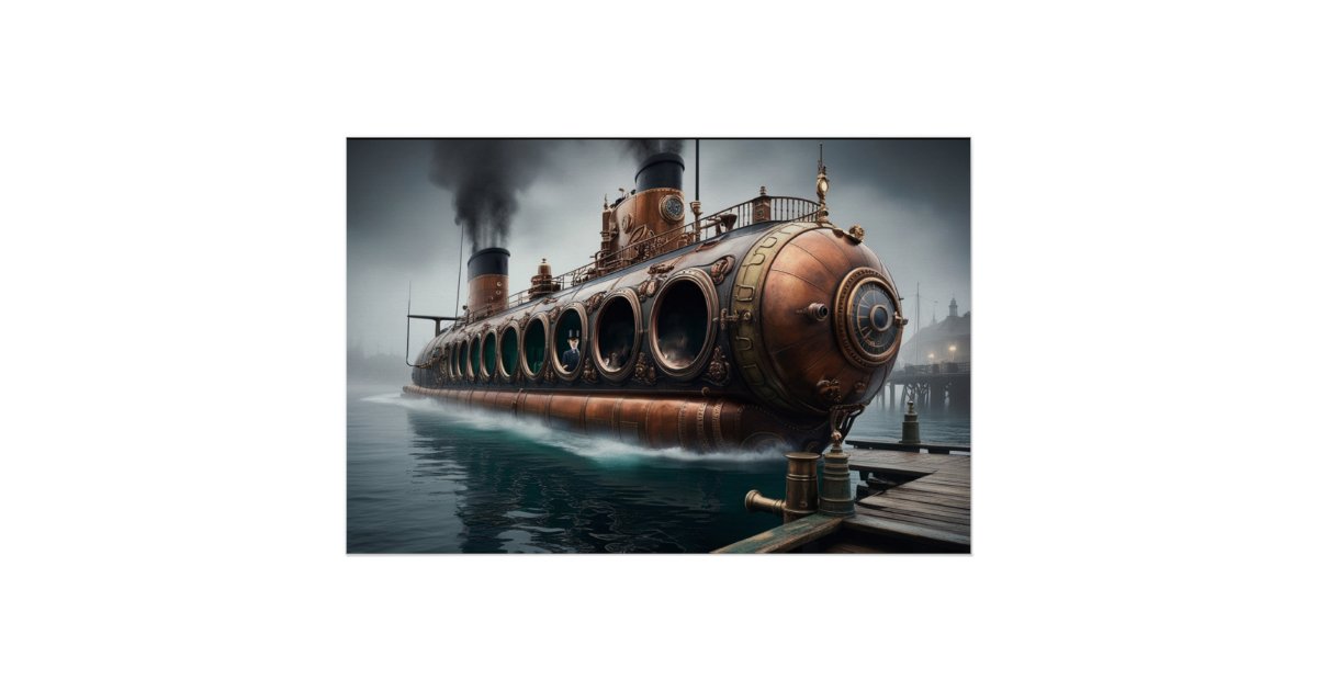Steampunk Submersible Ocean-liner Poster | Zazzle