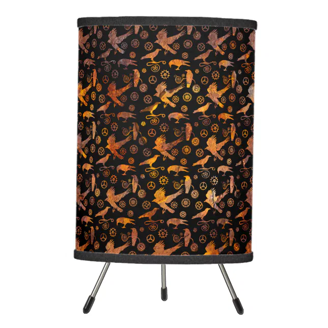 Steampunk Super Colorful Rusty Gears and Crows Tripod Lamp | Zazzle