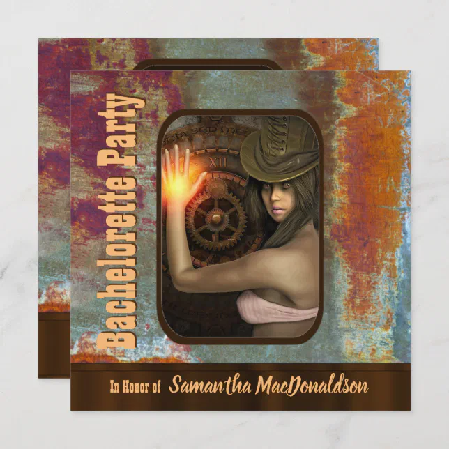Steampunk themed bachelorette party invitation | Zazzle