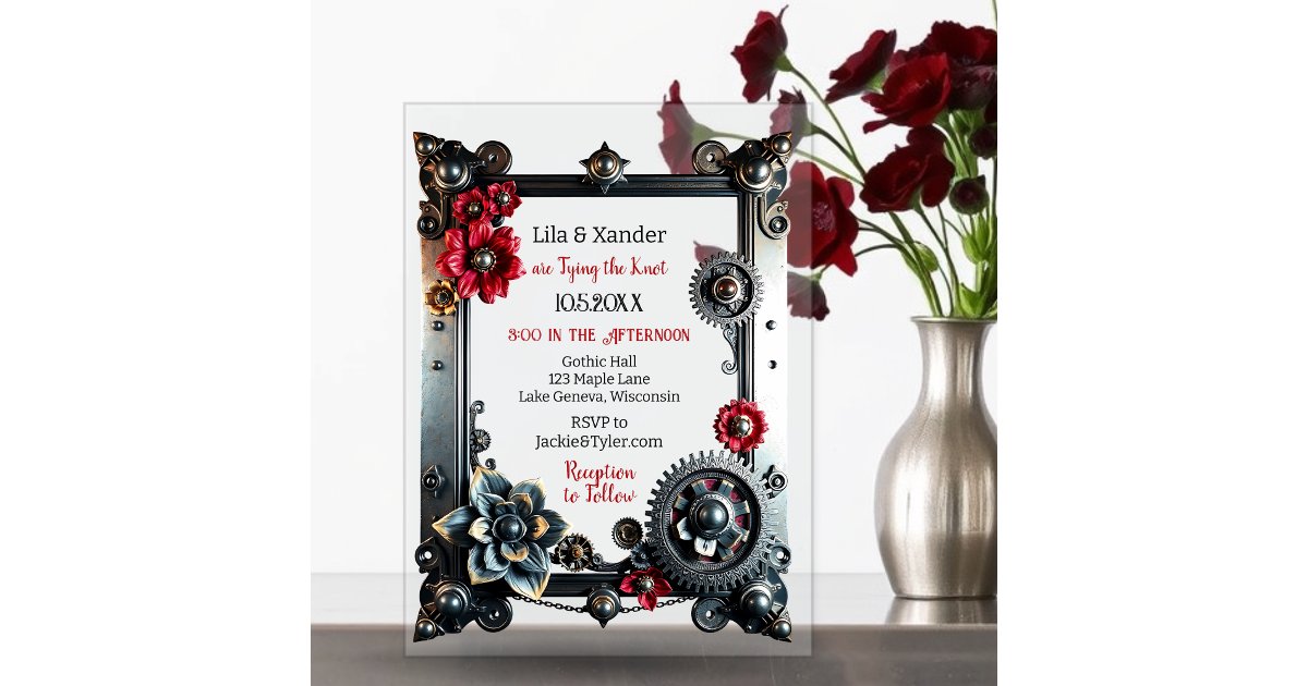 Steampunk Themed Wedding Acrylic Invitations | Zazzle