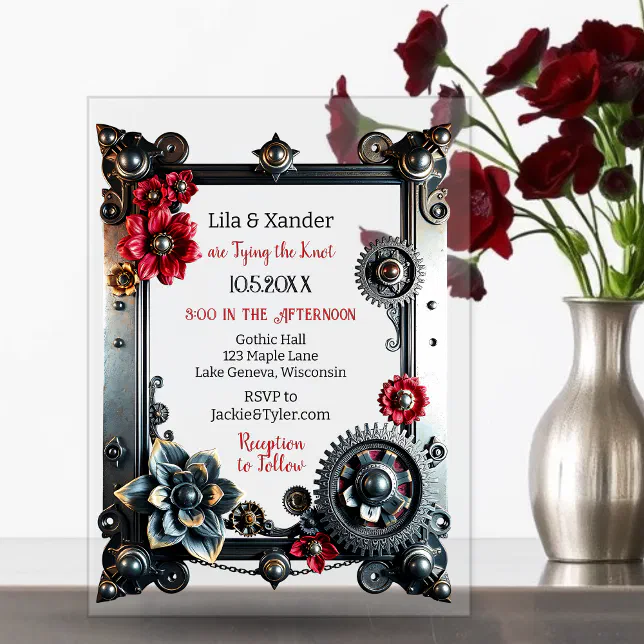 Steampunk Themed Wedding Acrylic Invitations | Zazzle