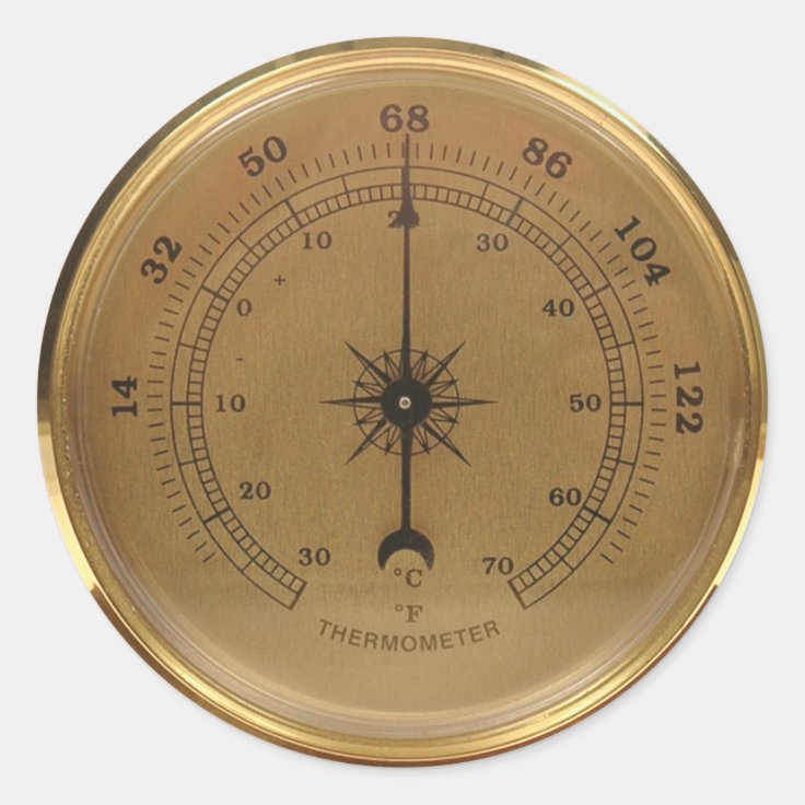 Steampunk Thermometer Classic Round Sticker | Zazzle
