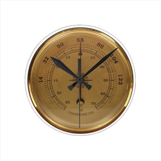 Steampunk Thermometer Round Clock | Zazzle.com