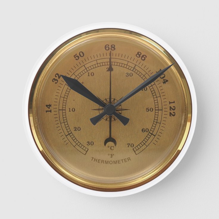 Steampunk Thermometer Round Clock | Zazzle