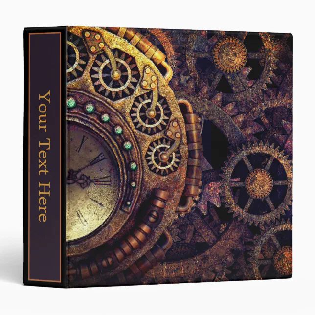 Steampunk Time Clock Gears 3 Ring Binder | Zazzle