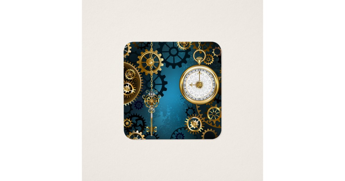 Steampunk turquoise Background with Gears | Zazzle
