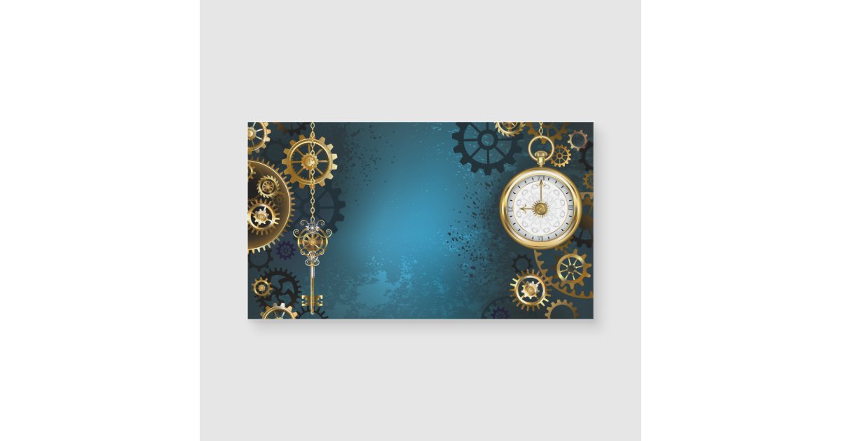 Steampunk turquoise Background with Gears | Zazzle