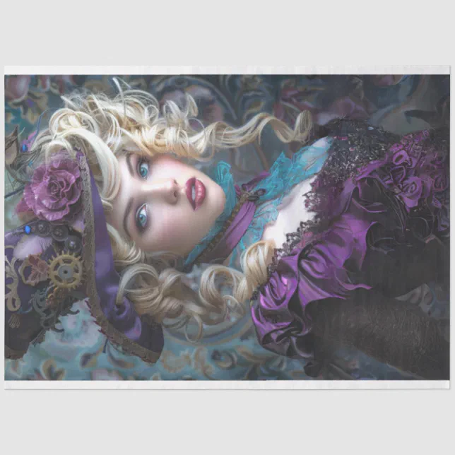 Steampunk Vintage Lady Decoupage Tissue Paper | Zazzle