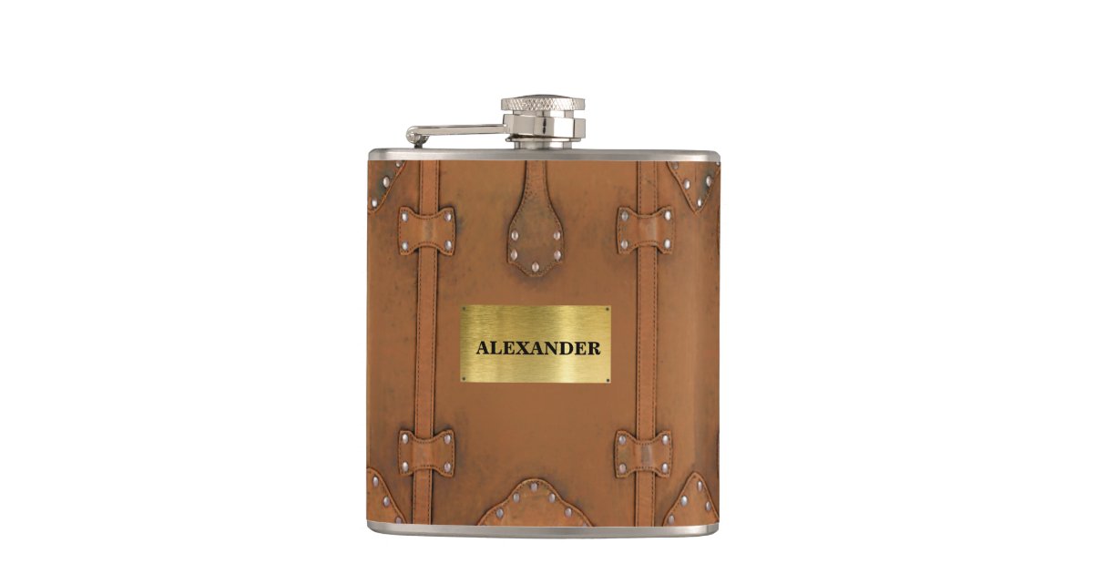 Steampunk-Vintage Leather Look Case Flask | Zazzle