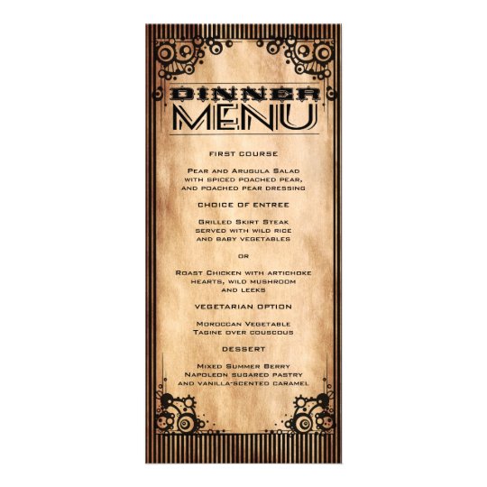 Steampunk Vintage Look Slim Dinner Menu | Zazzle.com