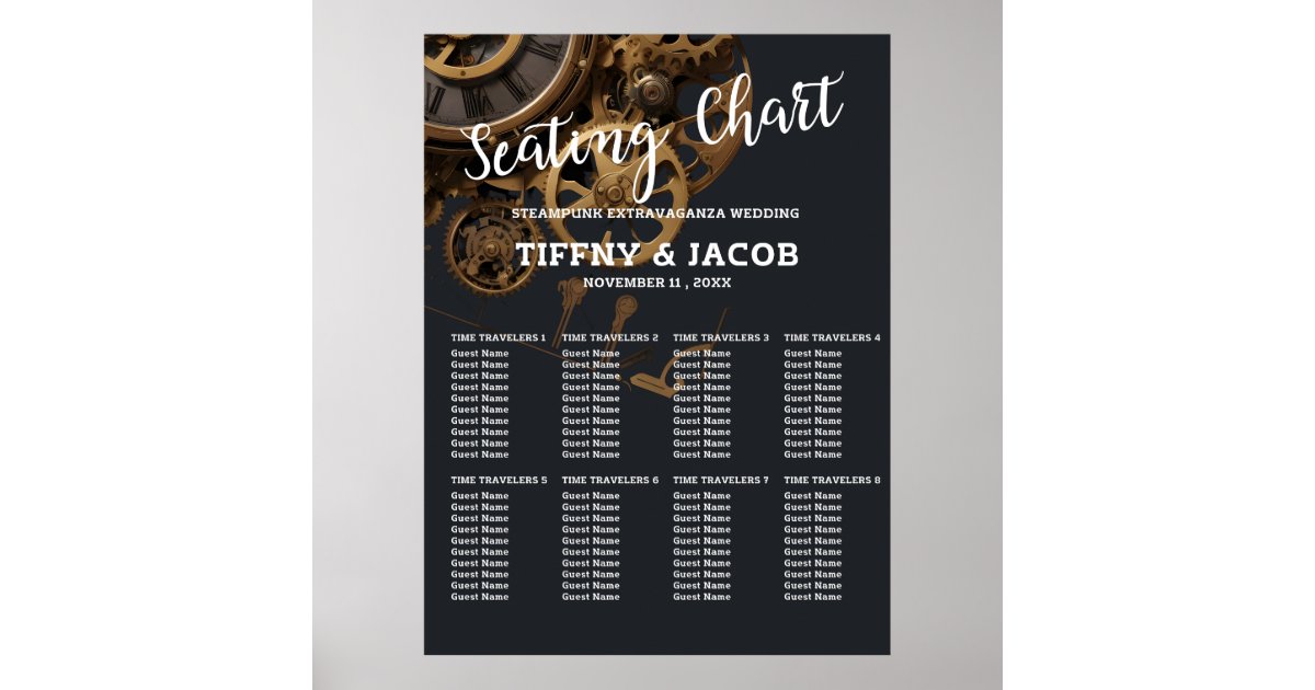 Steampunk Vintage Seating Chart Wedding | Zazzle