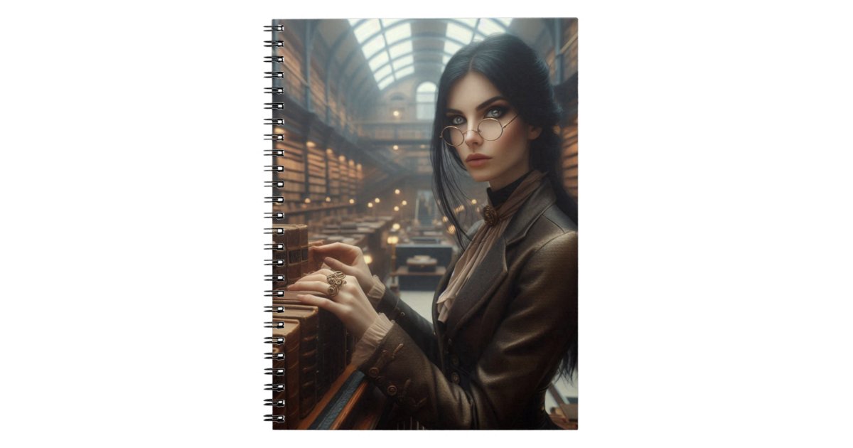 Steampunk Vintage Victorian Lady Librarian Notebook | Zazzle