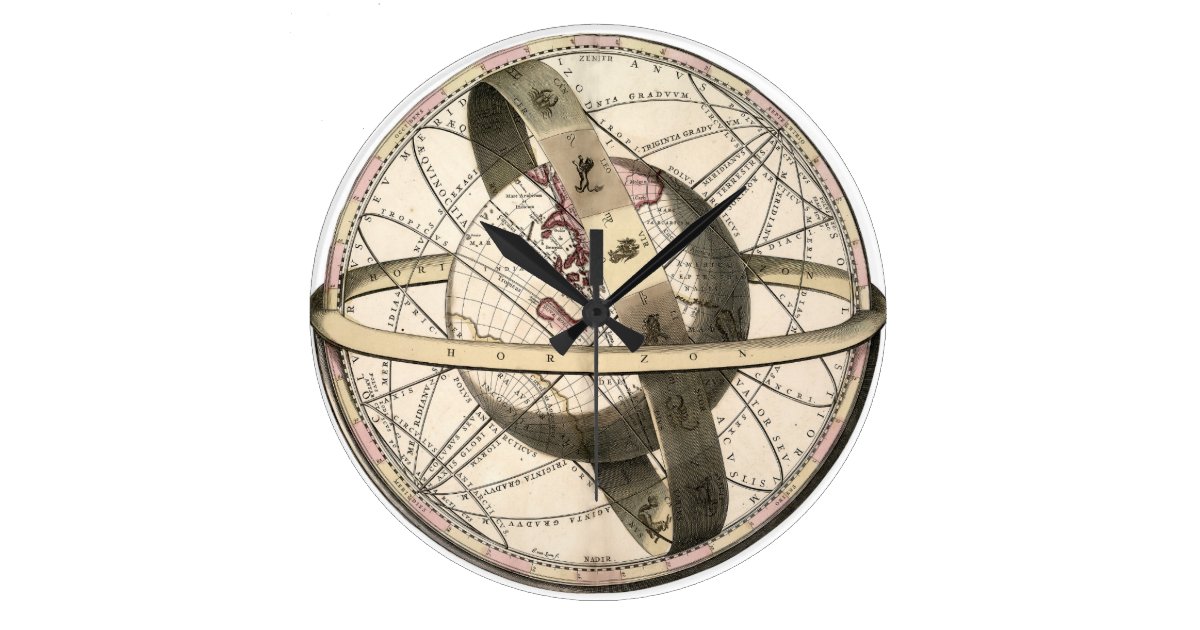 Steampunk Vintage World Globe Wall Clock | Zazzle