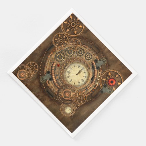 Steampunk, wonderful clockwork paper dinner napkins | Zazzle