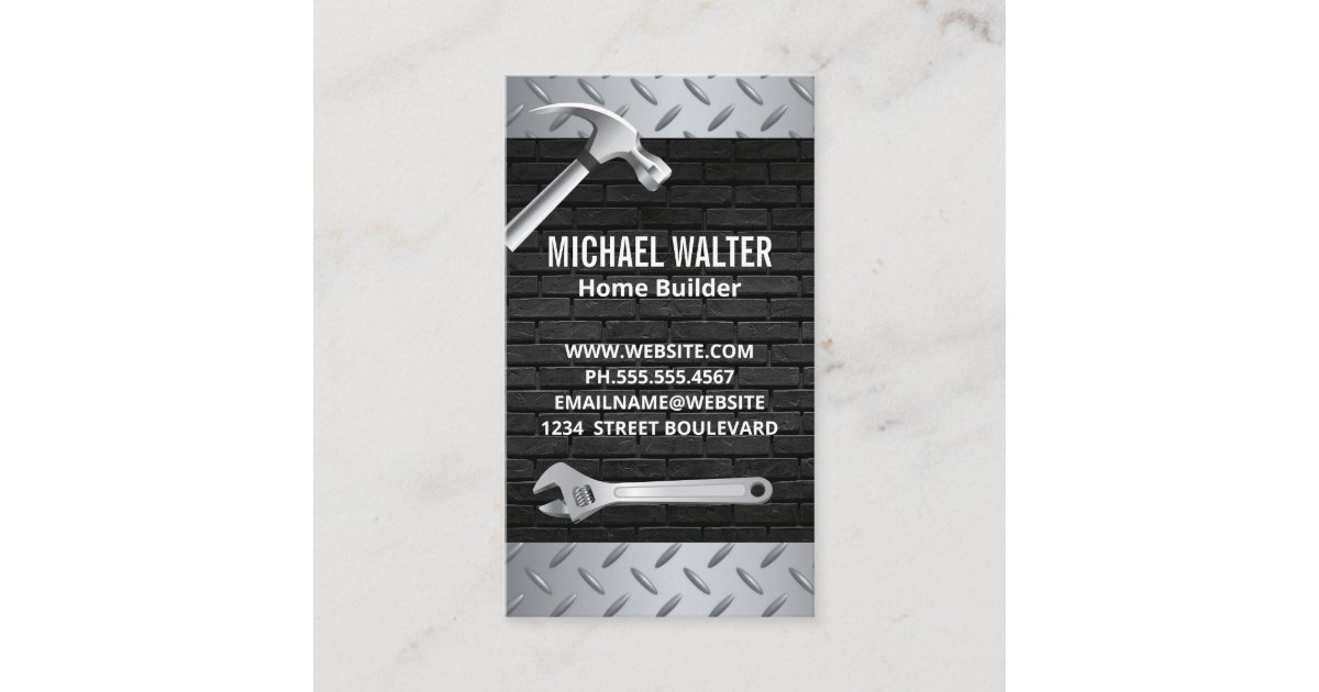 Steel and Brick | Builder Tools Business Card | Zazzle