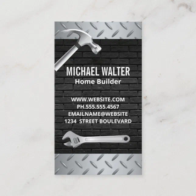 Steel and Brick | Builder Tools Business Card | Zazzle