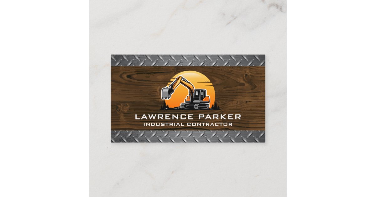 Steel and Wood | Construction Equipment Business Card | Zazzle