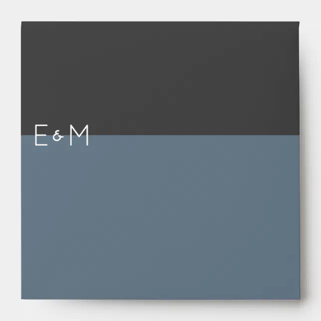 Steel Blue Monogrammed Envelopes | Zazzle
