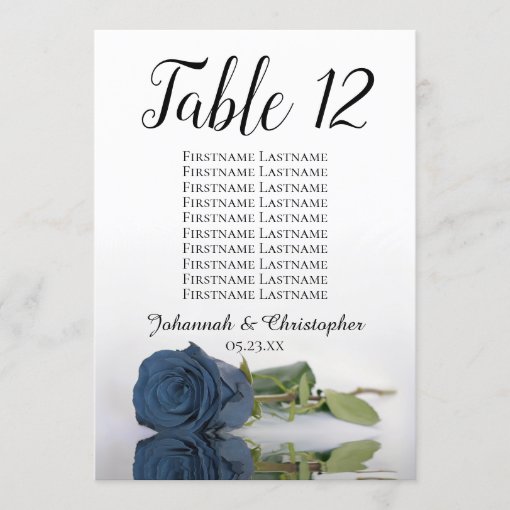 Steel Blue Rose Wedding Table Seating Chart Large | Zazzle