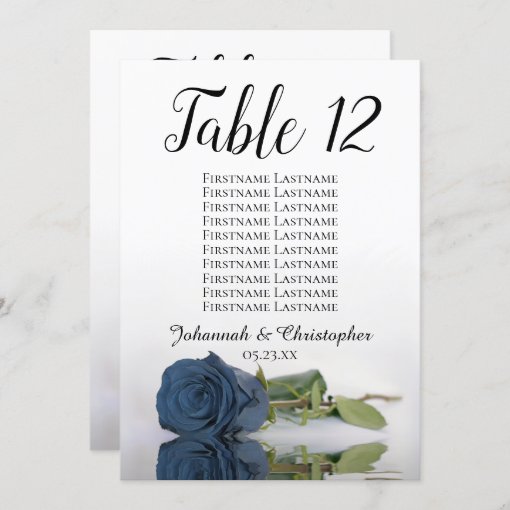 Steel Blue Rose Wedding Table Seating Chart Large | Zazzle