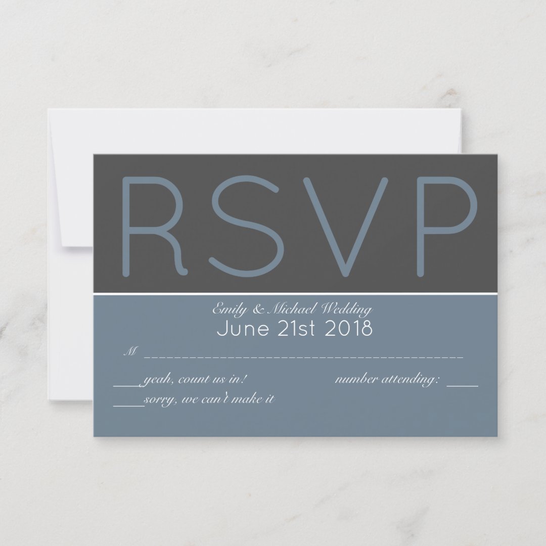 Steel Blue RSVP Modern with Menu Selections | Zazzle