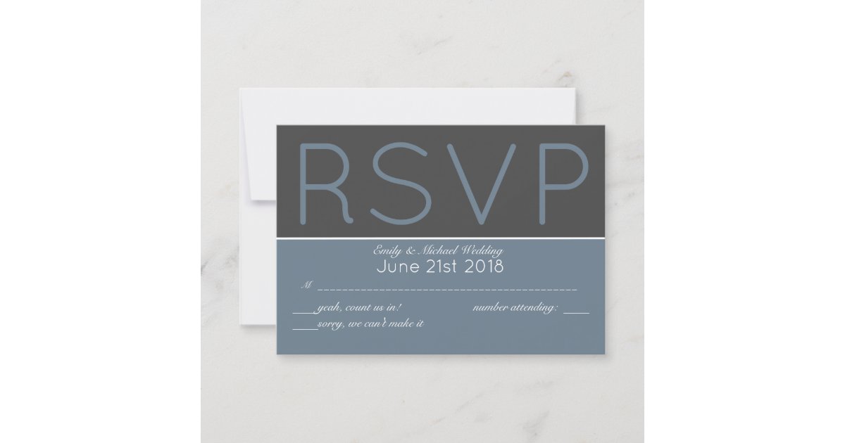 Steel Blue RSVP Modern with Menu Selections | Zazzle