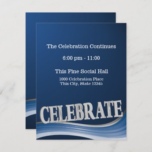 Steel Blue Wave Celebration Reception Card | Zazzle