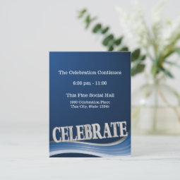 Steel Blue Wave Celebration Reception Card | Zazzle