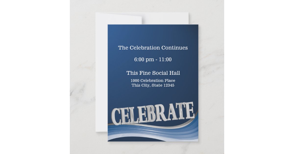 Steel Blue Wave Celebration Reception Card | Zazzle