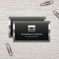 Steel Border Monogram Engineering Business Card | Zazzle